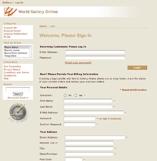 About World Gallery Online and e-Postcard service